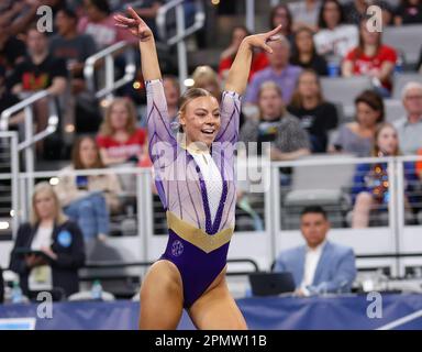 LSU gymnast Chase Brock competes during an NCAA gymnastics meet against ...