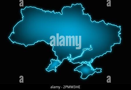 Map of Ukraine, Kyiv, city outline, borders, important cities, rivers ...