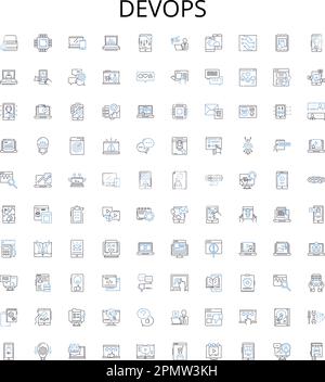 DevOps outline icons collection. automation, collaboration, agile ...