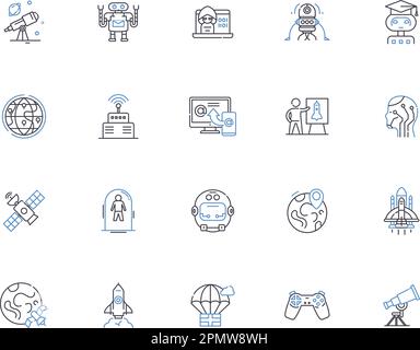 Future technologies outline icons collection. AI, Robotics, Automation, Virtual Reality, Quantum ...
