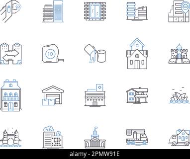 Structures line icons collection. Foundation, Support, Stability ...
