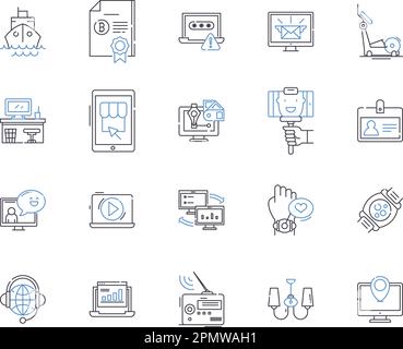 Electronics and high tech outline icons collection. Gadgets, Technology ...