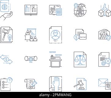 Legal department outline icons collection. Lawyer, Attorney, Litigation ...
