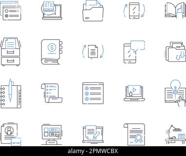 Knowledge acquisition line icons collection. Learning, Cognition ...