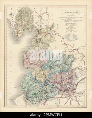 Antique county map of LANCASHIRE by Walker & Creighton for Lewis c1840 ...