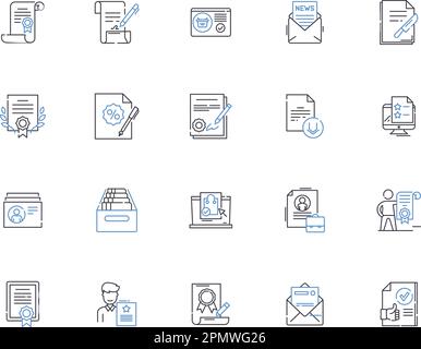 Certification outline icons collection. Certificate, Accreditation ...
