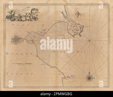 Dublin Bay. Ireland. ADMIRALTY sea chart 1875 (1956) old vintage map ...