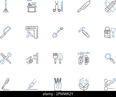 Materials outline icons collection. Fabrics, Plastics, Metals, Textiles ...