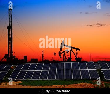 Oil pump with solar panels, industrial equipment Stock Photo - Alamy