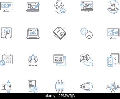 Connecting business outline icons collection. Networking, Linking ...