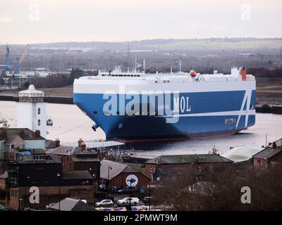 'Blanco Ace' car vehicle carrier leaving the Nissan terminal at the ...