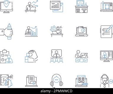 Workflow and career line icons collection. Influence, Mentor, Guidance, Inspiration, Leadership ...
