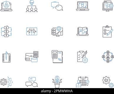 Connecting business outline icons collection. Networking, Linking ...