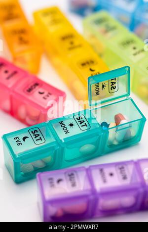 A Dosette Box Daily Medication Dispenser Stock Photo - Alamy