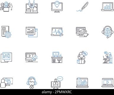 Working outline icons collection. Employing, Occupying, Laboring ...