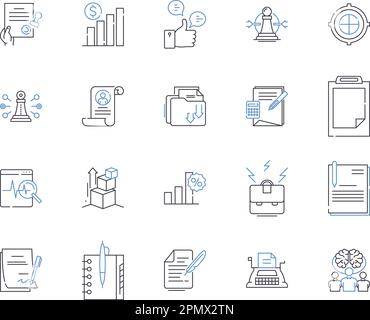 Productiveness outline icons collection. Efficiency, Output, Quality ...