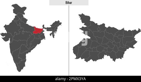 Bihar map of Indian state. Bihar map vector illustration. Bihar vector ...