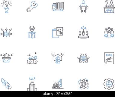 Fabrication unit line icons collection. Manufacturing, Production ...