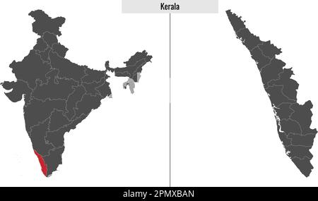 Location map of Kerala is a state of India with neighbour state and ...