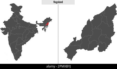 Nagaland map of Indian state. Nagaland map vector illustration ...