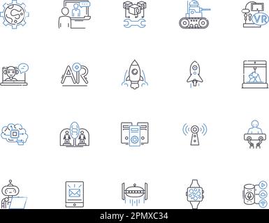 Future technologies outline icons collection. AI, Robotics, Automation, Virtual Reality, Quantum ...