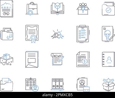 Document processing outline icons collection. Documentation, Processing, Editing, Scanning ...