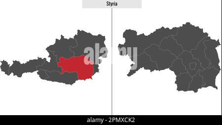 Styria Map. State and district map of Styria. Political map of Styria ...