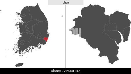 Map of Ulsan, South Korea. Detailed city vector map, metropolitan area ...