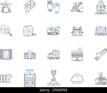 Structural drafting line icons collection. Design, Engineering ...