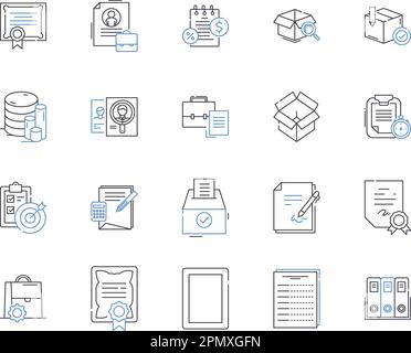 Business files and folders line icons collection. Insights, Data, Analytics, Metrics, Dashboards ...