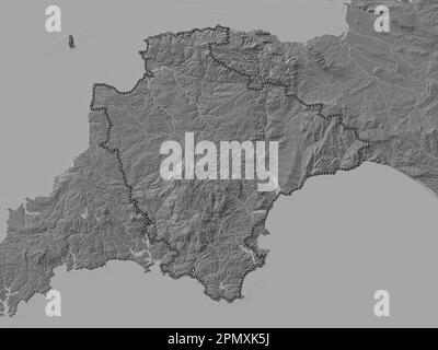 Devon, administrative county of England - Great Britain. Grayscale ...
