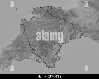 Devon, administrative county of England - Great Britain. Grayscale ...