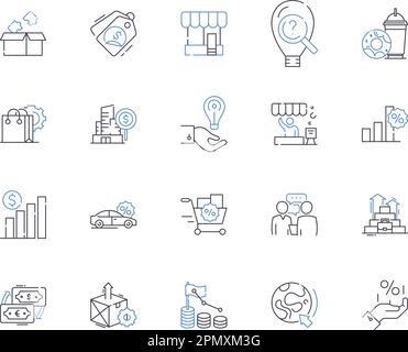Trade and finace line icons collection. Prospecting, Negotiation ...