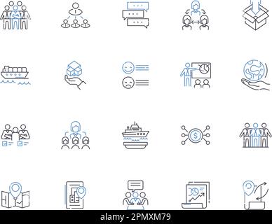 Distribution outline icons collection. Distribution, Spread, Allocation ...