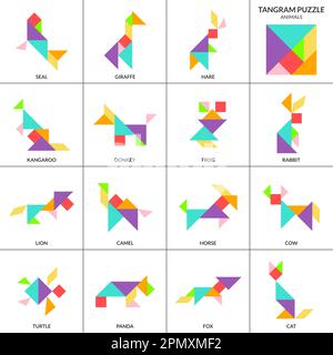 Tangram puzzle. Vector set with various animals Stock Vector Image & Art - Alamy