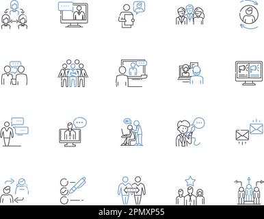 Discussion outline icons collection. Debate, Analyze, Evaluate ...