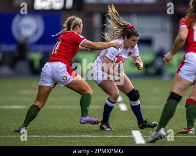Cardiff, Wales, 6, April, 2023, Jess Fishlock (Wales) (L) controls ball ...
