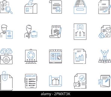Document processing outline icons collection. Documentation, Processing, Editing, Scanning ...