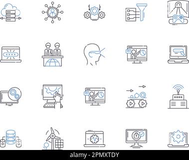 Robotics line icons collection. Automaton, Cyborg, Automation, Android, Mechatronics, Nanobot ...