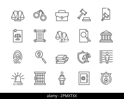 Legal line icons, signs, symbols vector, linear illustration set Stock ...