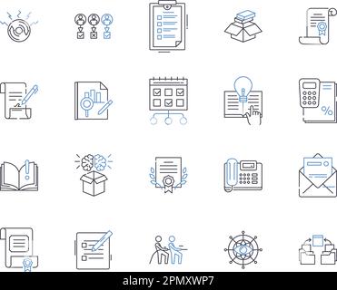 Productiveness outline icons collection. Efficiency, Output, Quality ...