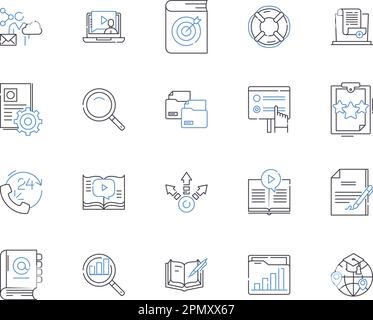Knowledge acquisition line icons collection. Learning, Cognition ...