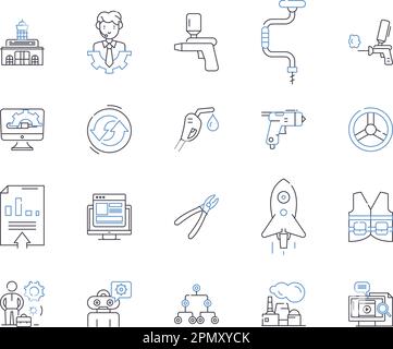 Manufacturer line icons collection. Production, Plant, Assembly ...