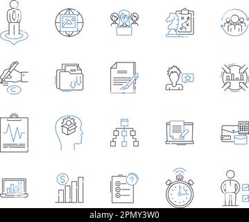 Organizational culture outline icons collection. Organizational ...