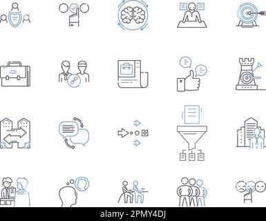 Corporation progress outline icons collection. Growth, Expansion, Progress, Development ...