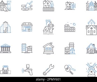 Structural drafting line icons collection. Design, Engineering ...