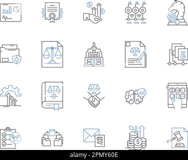 International law outline icons collection. International, law ...