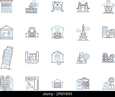 Accomodation services outline icons collection. Lodging, Housing ...