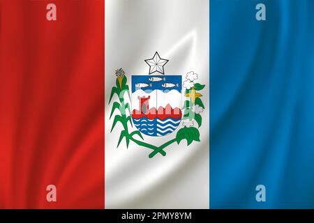 Alagoas flag waving in the wind, realistic detailed silk texture. State ...
