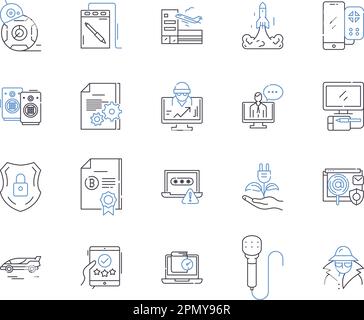 Components line icons collection. Circuit, Capacitor, Transistor ...